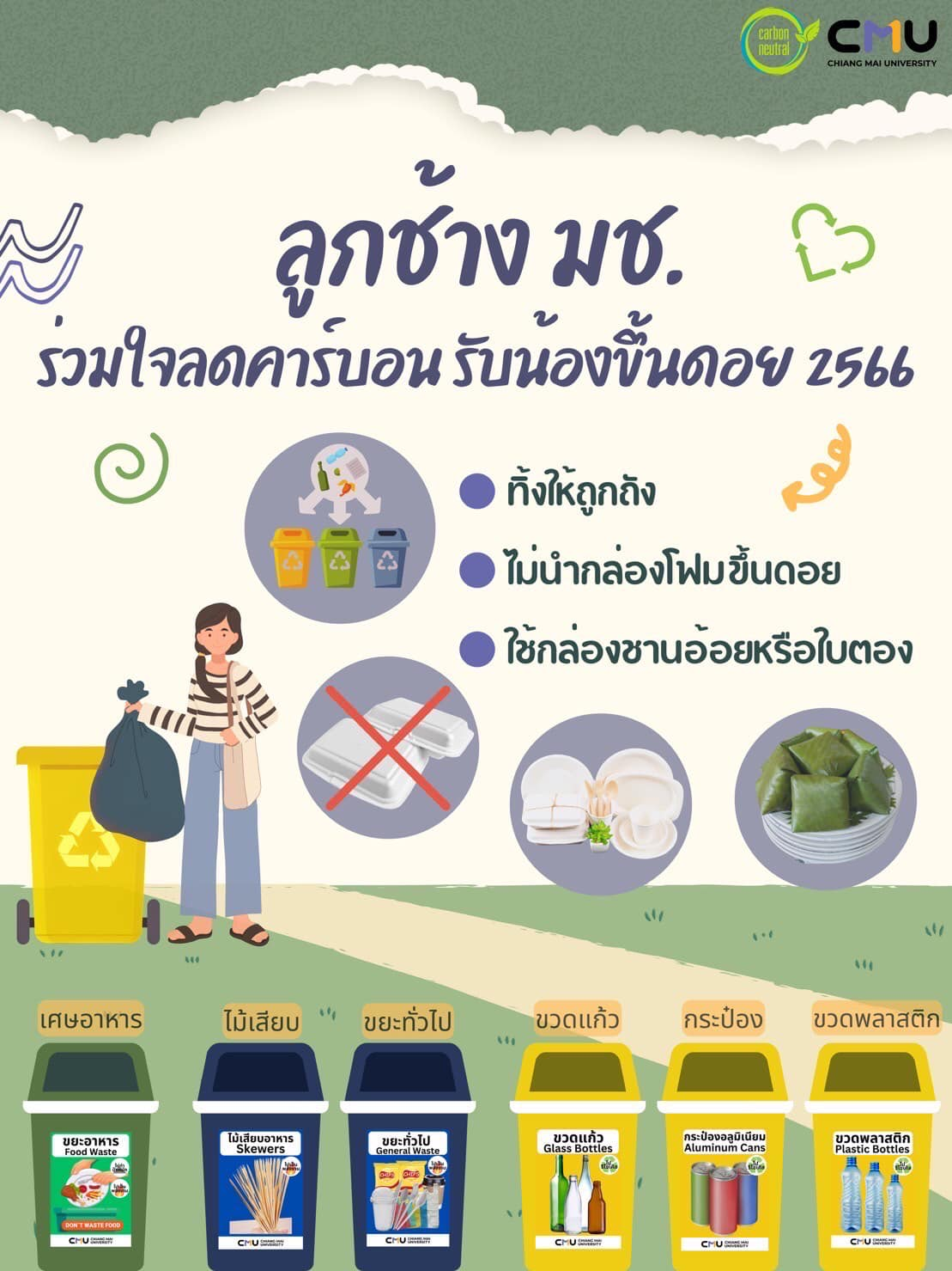 ลูกช้างมช. ร่วมใจลดคาร์บอนรับน้องขึ้นดอย 2566 - CMU NET ZERO #ลดคาร์บอน มช. #CMU Netzero # ...